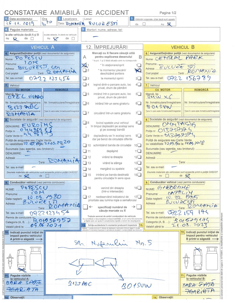 Cum se completează constatul amiabil de accident? - catalinv.ro